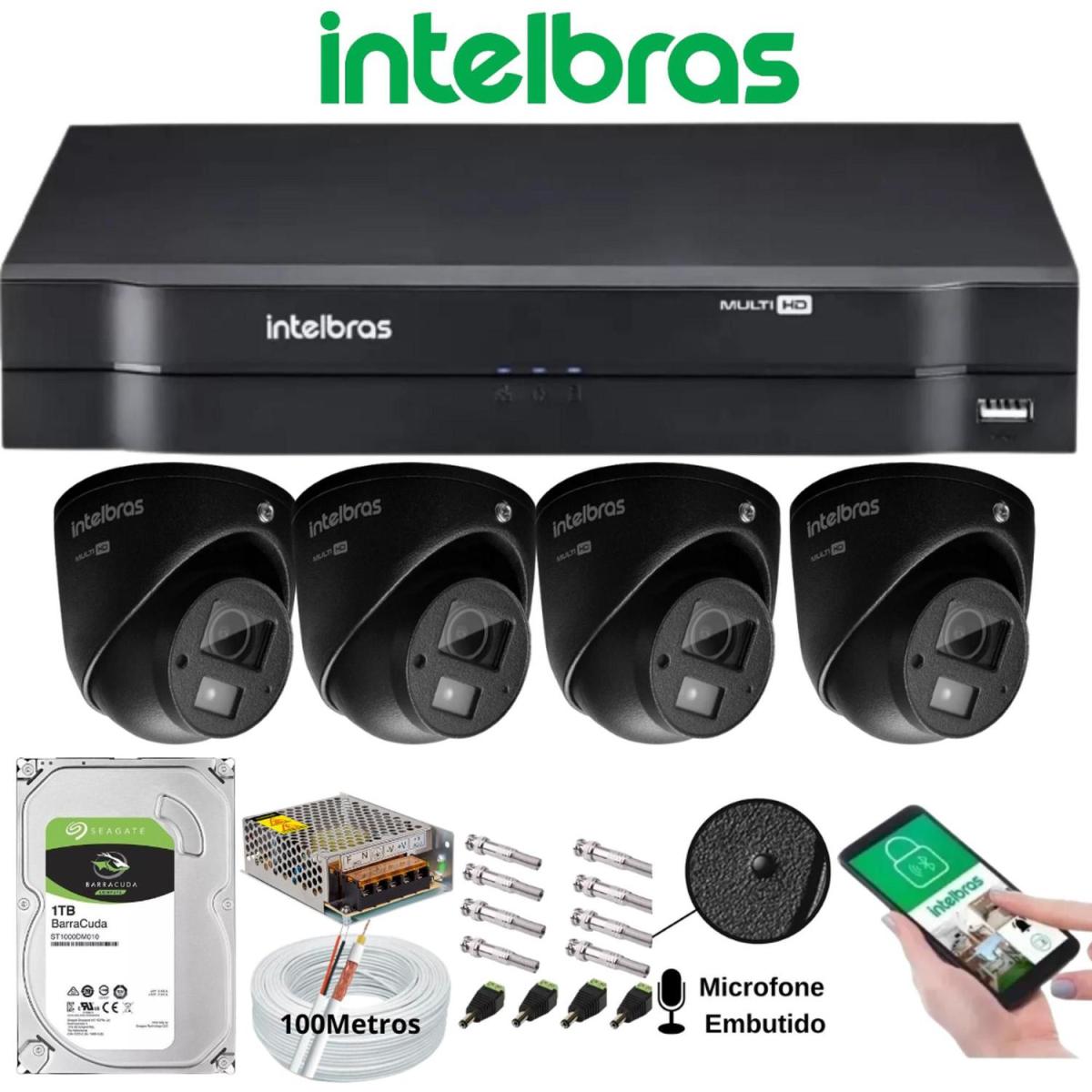 Kit 4 Cameras De Segurança Intelbras Vhd 3220 C/ Audio Microfone Full ...