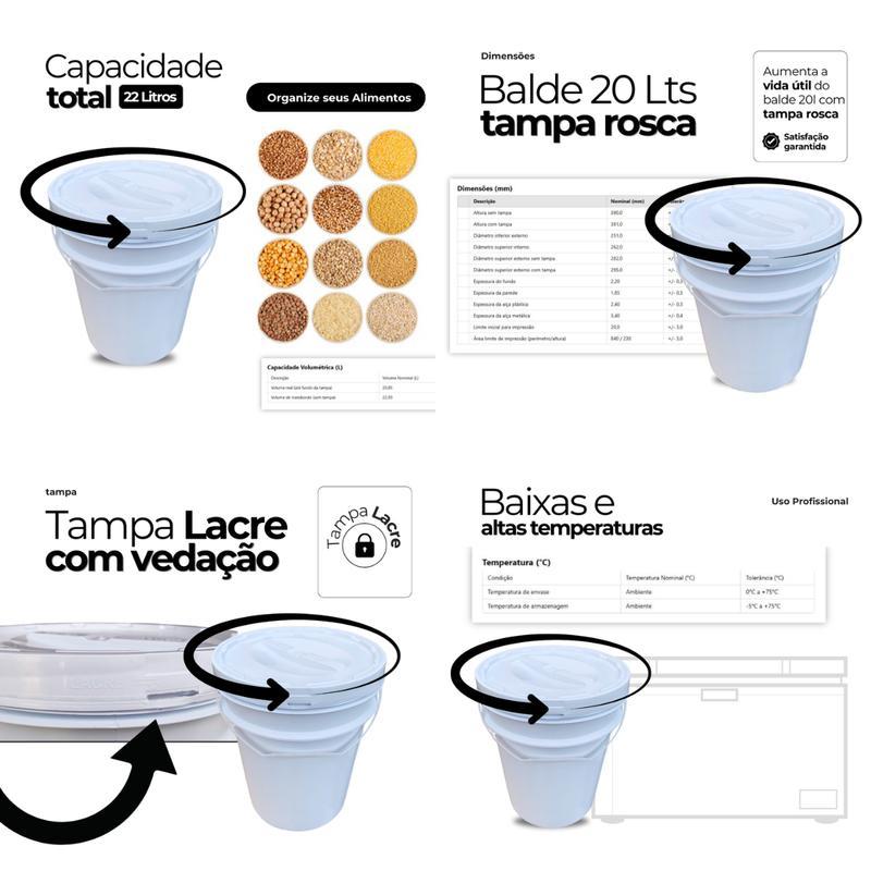 Pote Para Mousse 20 Litros Tampa Rosca-kit 7 Pçs - Carrefour
