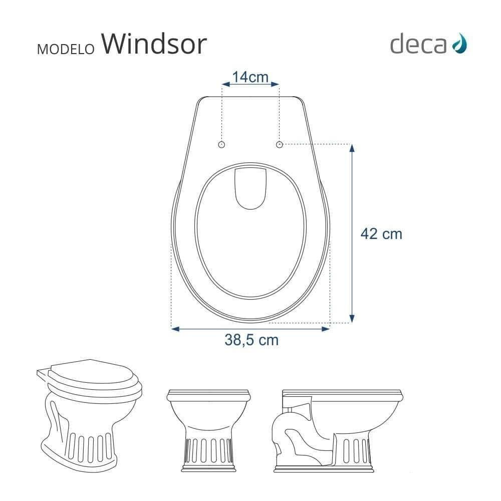 Assento Sanitário Soft Close Windsor Branco Para Vaso Deca Com Ferragem ...