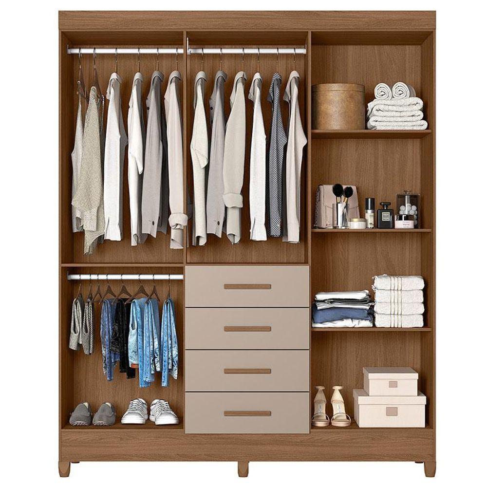 Guarda Roupa Solteiro Aruba 6 Portas Carvalho Fendi Com Espelho - Moval ...