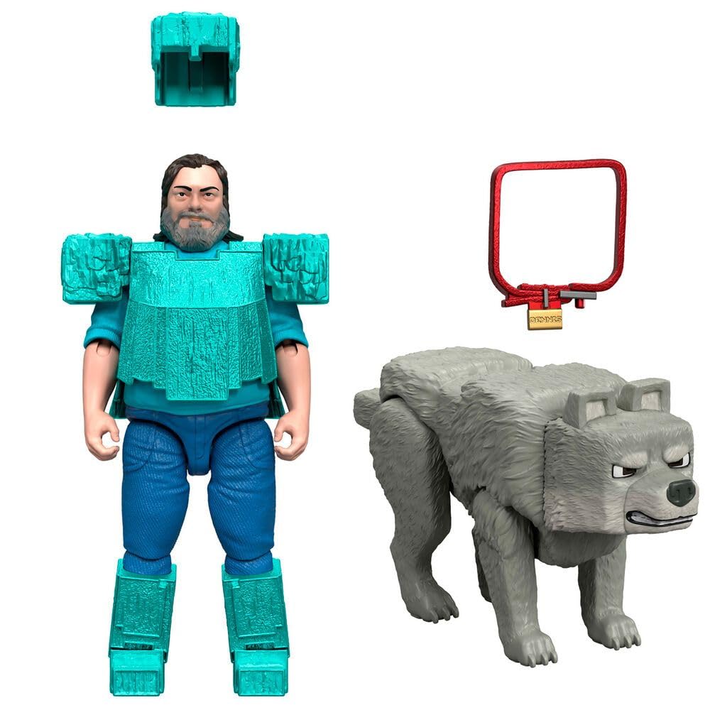 Figura De Ação Mattel Minecraft Movie Steve Com Lobo De 4 Polegadas ...