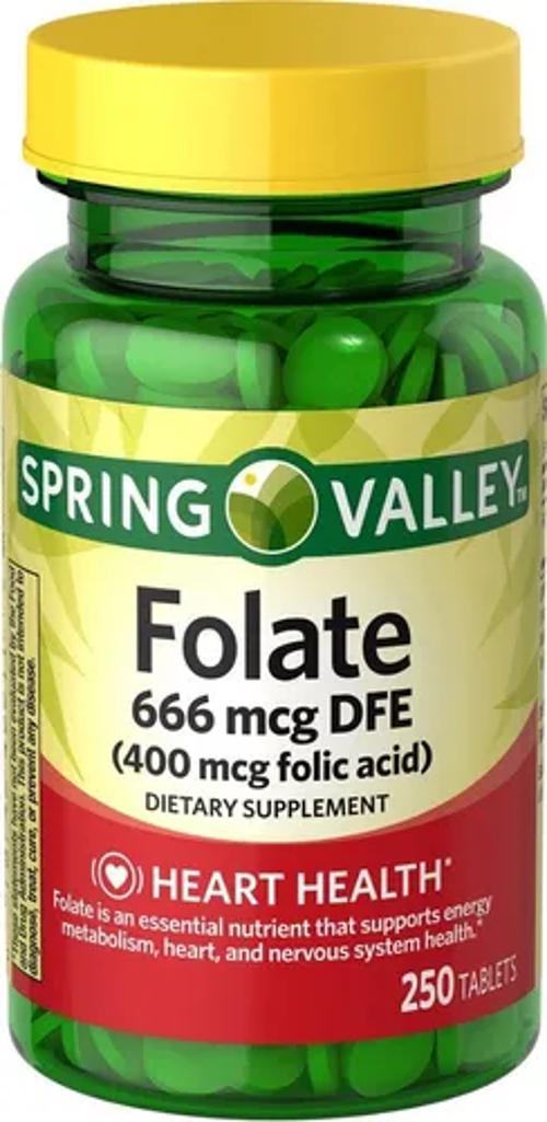Vitamina Folate 666mcg Folic Acid 400mcg Spring 250 Tablets - Carrefour