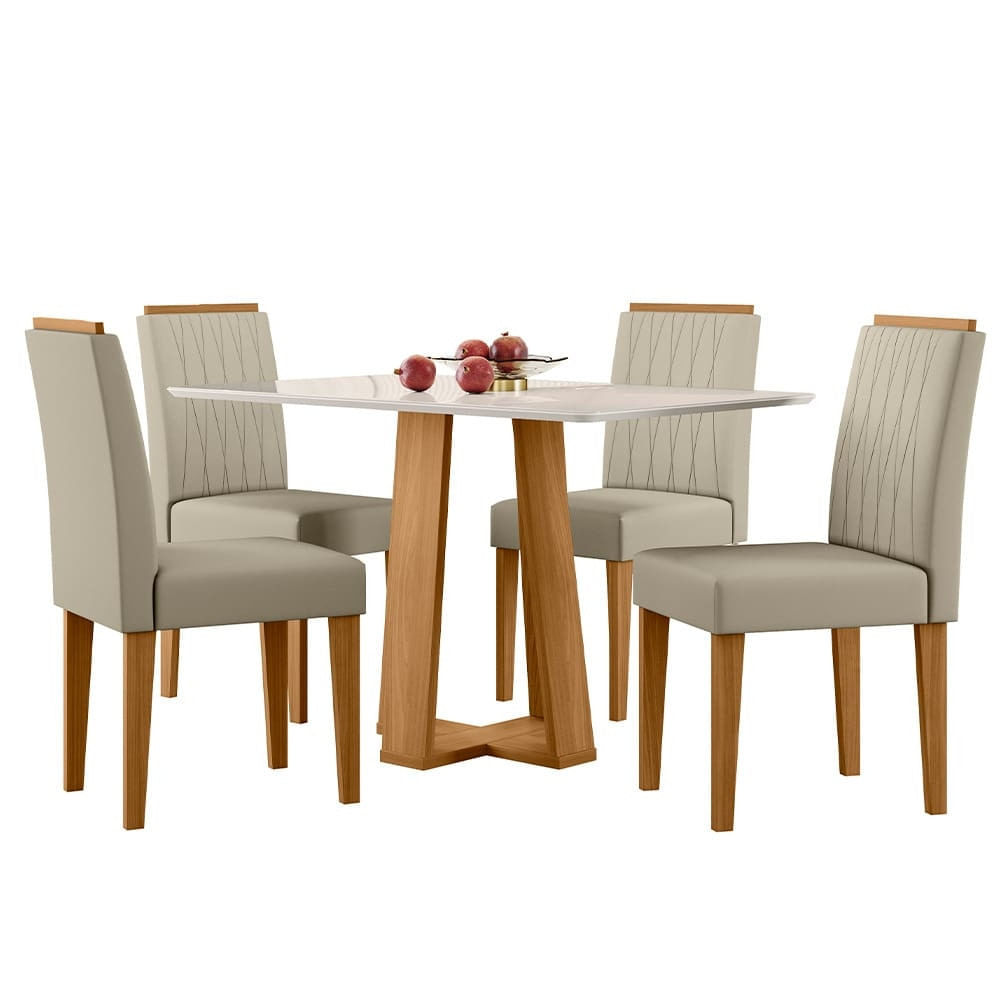 Mesa De Jantar Retangular New Ceval Amsterdam Com 4 Cadeiras Estofadas ...
