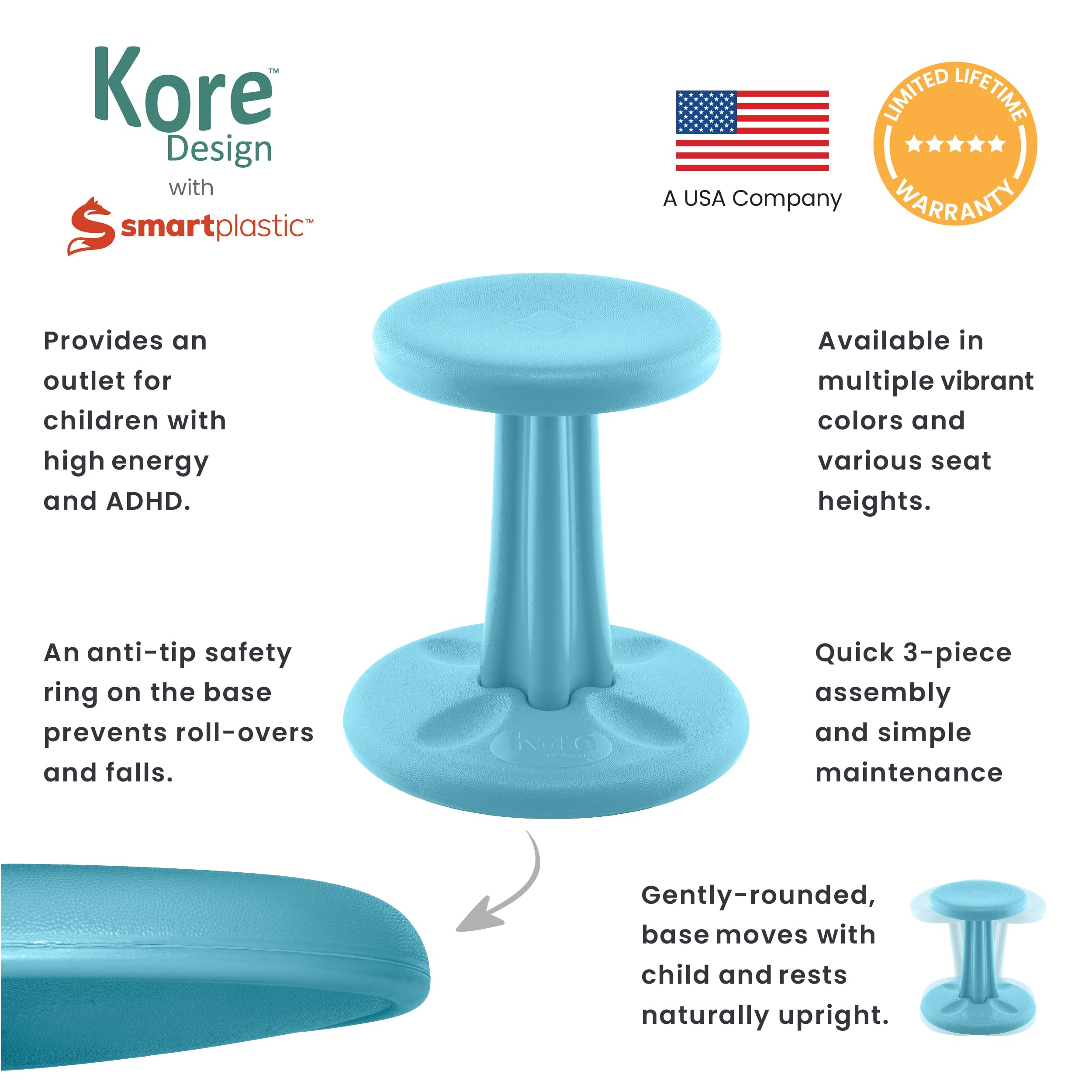 Cadeira Wobble Stool Kore Design Para Crianças De 6 A 7 Anos, Azul ...