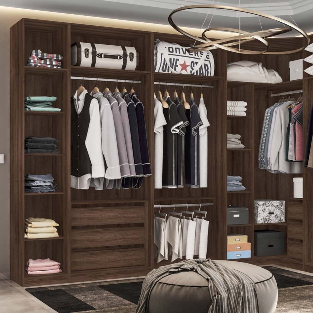 Guarda Roupa De Canto Closet 4 Módulos Sem Portas 6 Gavetas E 4 ...