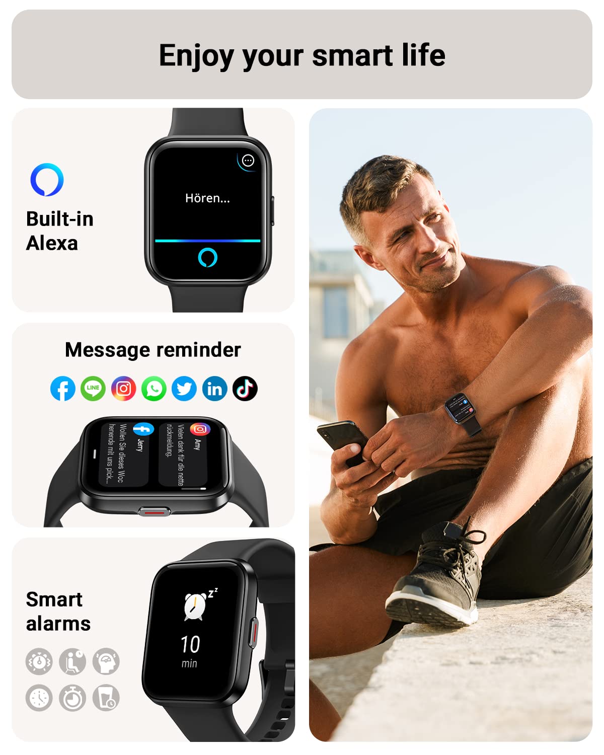 Relógio Inteligente Tensky 208bt Com Chamada, Alexa, Frequência ...