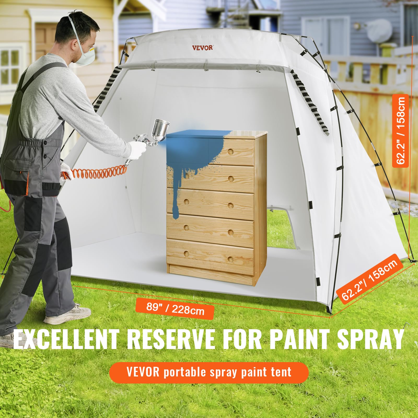 Cabine De Pintura Portátil Spray Paint Shelter Vevor 2,3x1,6x1,6m ...