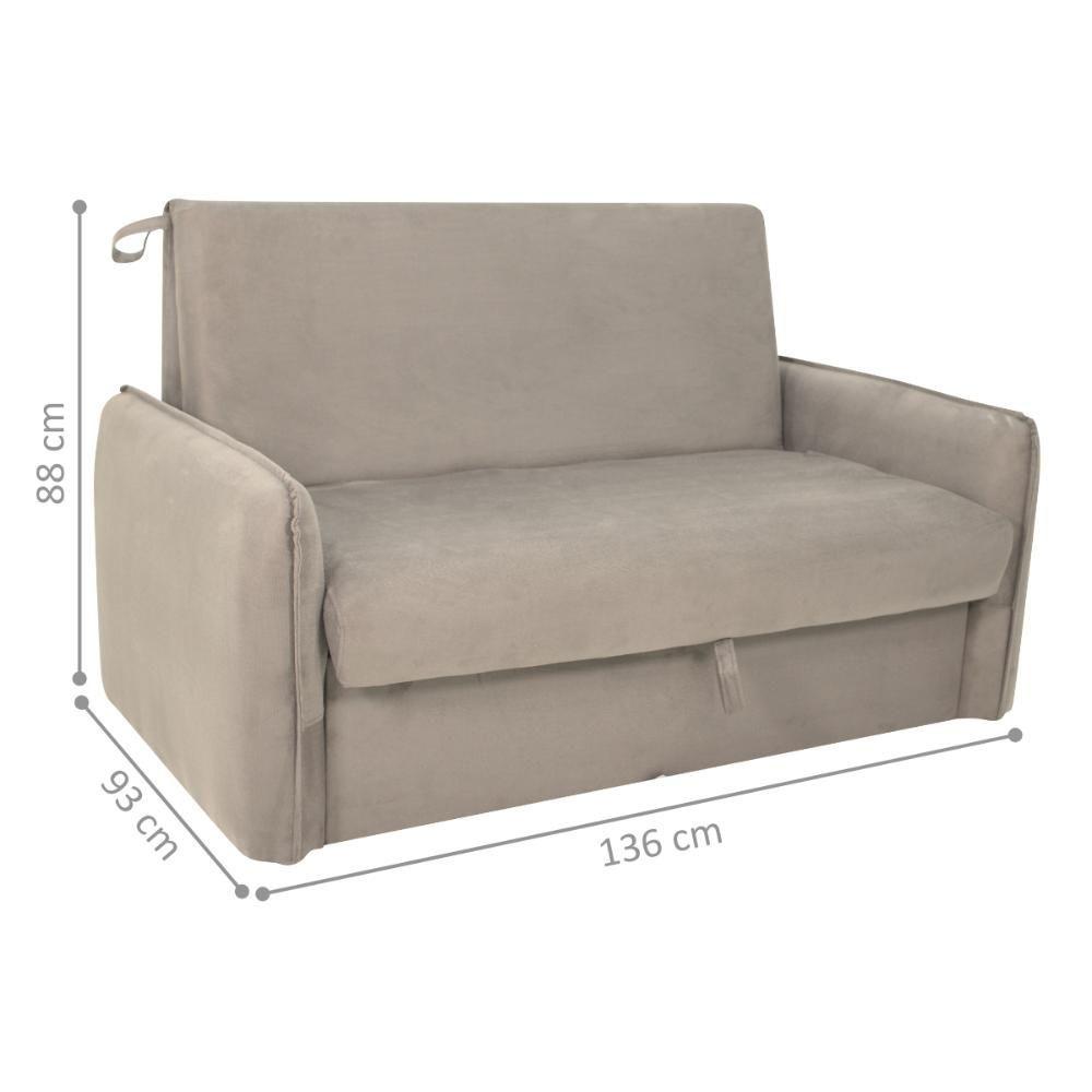 Sofá Cama 2 Lugares Com Baú Swords Suede Bege - Carrefour