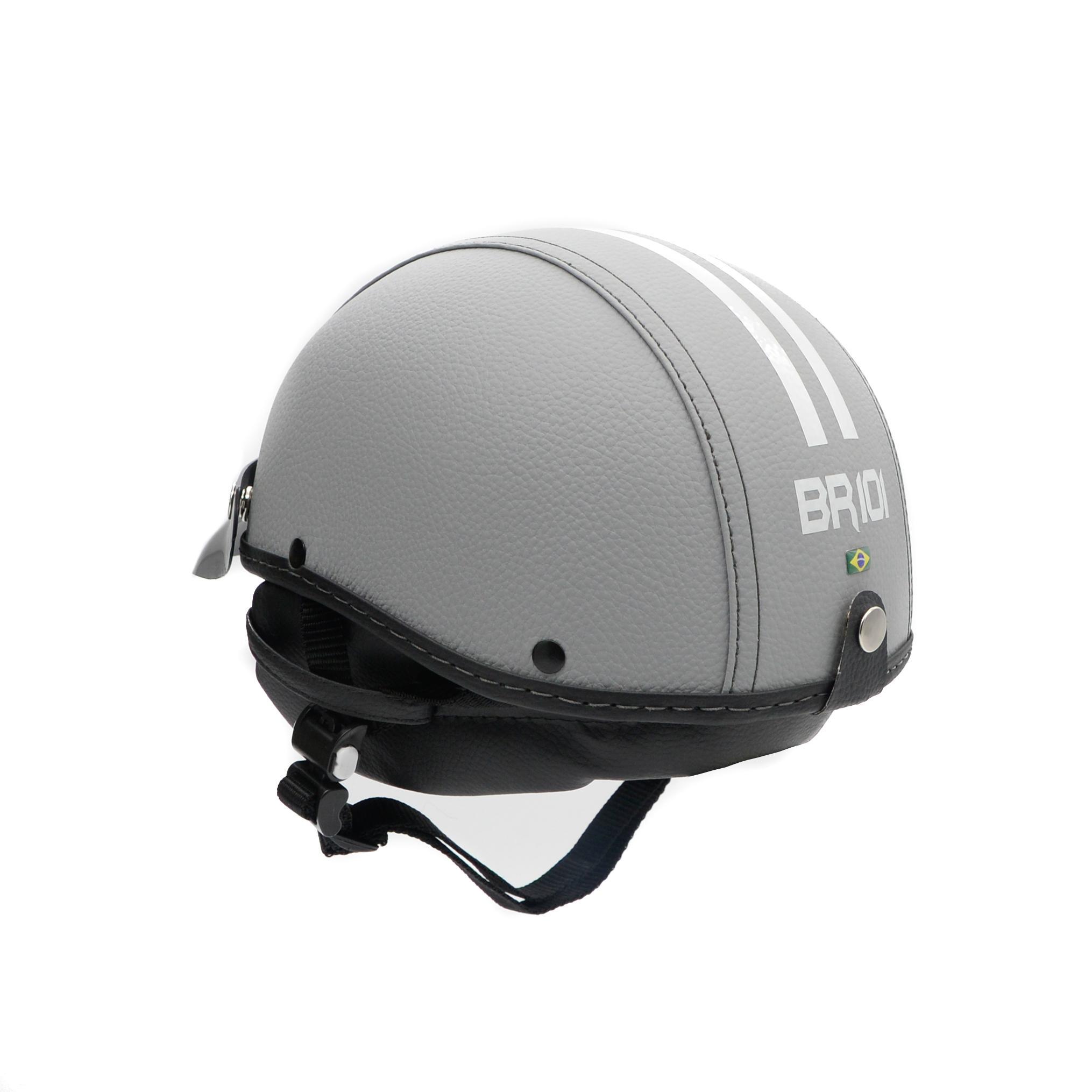 Capacete Coquinho Scooter Moto Elétrica Bike Couro Cinza - Carrefour