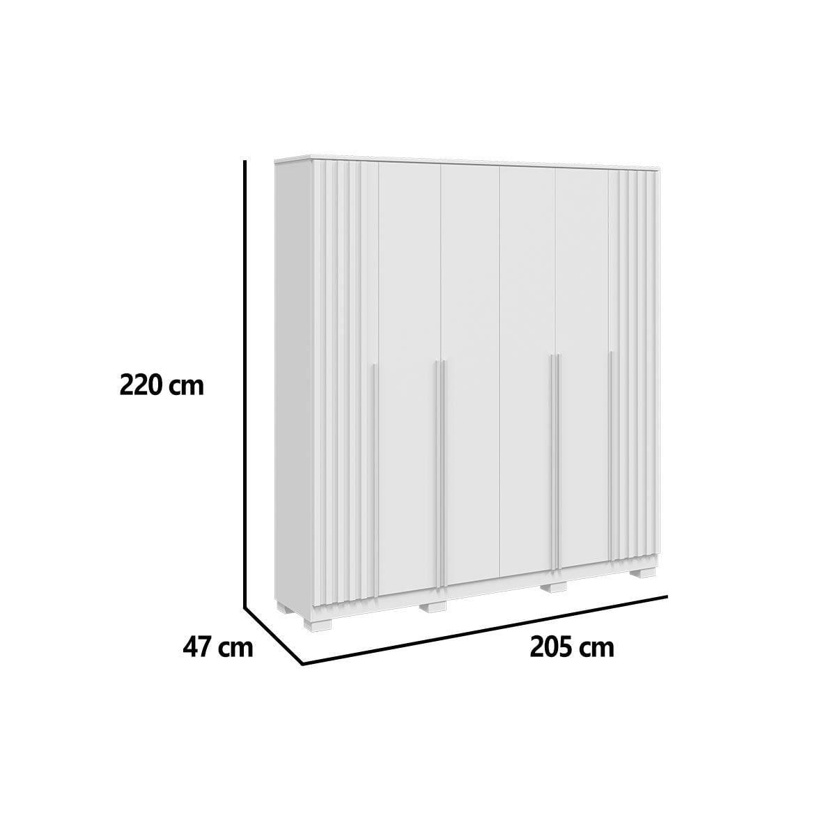 Guarda Roupa Casal 6 Portas (2 Ripadas) E 4 Gavetas Jamile Cinamomo/off ...