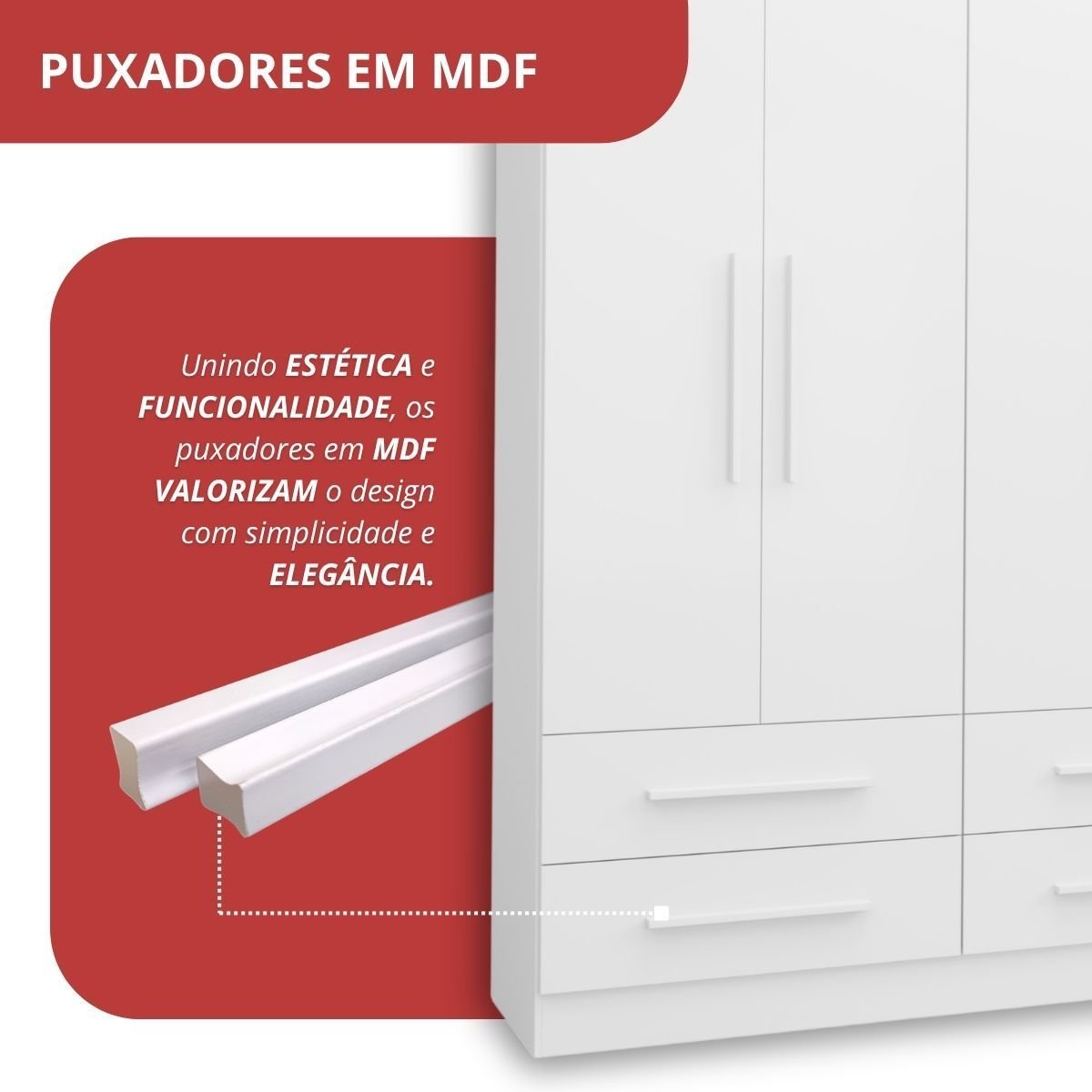 Guarda-roupa Casal 4 Portas 4 Gavetas Majestic Branco Branco - Carrefour