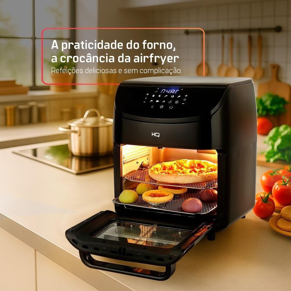 Fritadeira Sem Óleo Airfryer Oven 12l Hq 5 Em 1 Digital Com Visor Preto ...