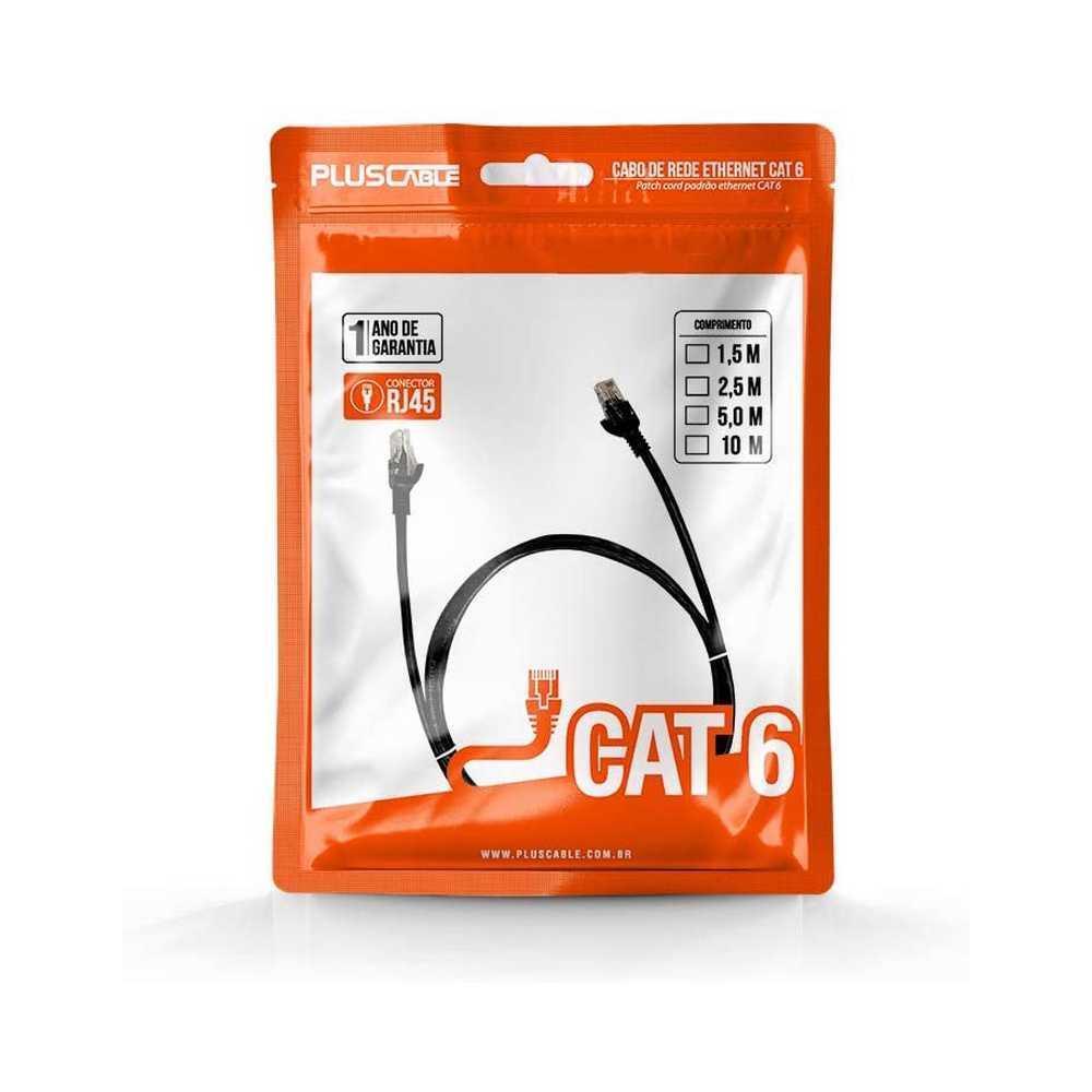 Cabo Rede Patch Cord Pluscable Pc-eth6u50bk, 5 Metros, Cat6, - Carrefour