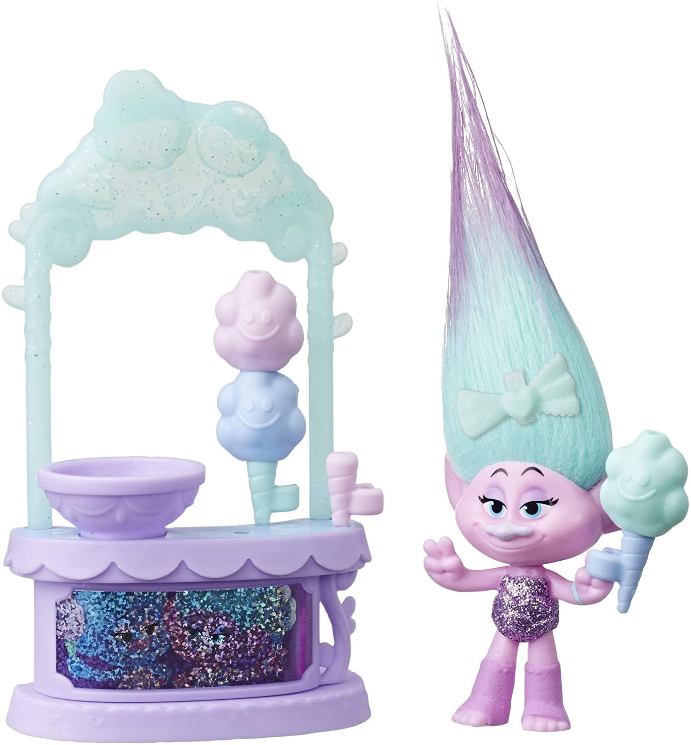 Trolls Dreamworks Satin's Sweet Treats Playset, Cotton Candy Stand With ...