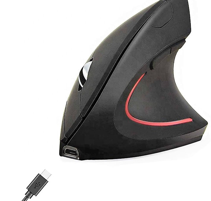 Mouse Vertical Sem Fio Recarregável Para A Mão Esquerda, Ergonômico ...