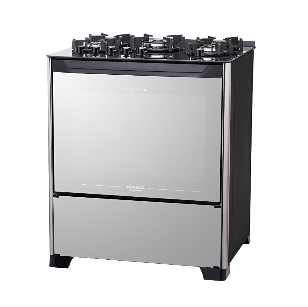 Fogão Dako 5 Bocas Preto Magister Style Vidro Espelhado Mesa De Vidro ...