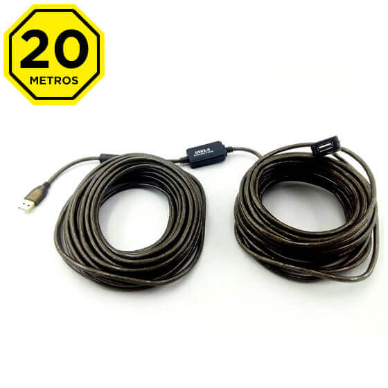 CABO EXTENSOR USB C/ REPETIDOR ATIVO USB A MACHO X A FÊMEA VERSÃO 2.0 ...
