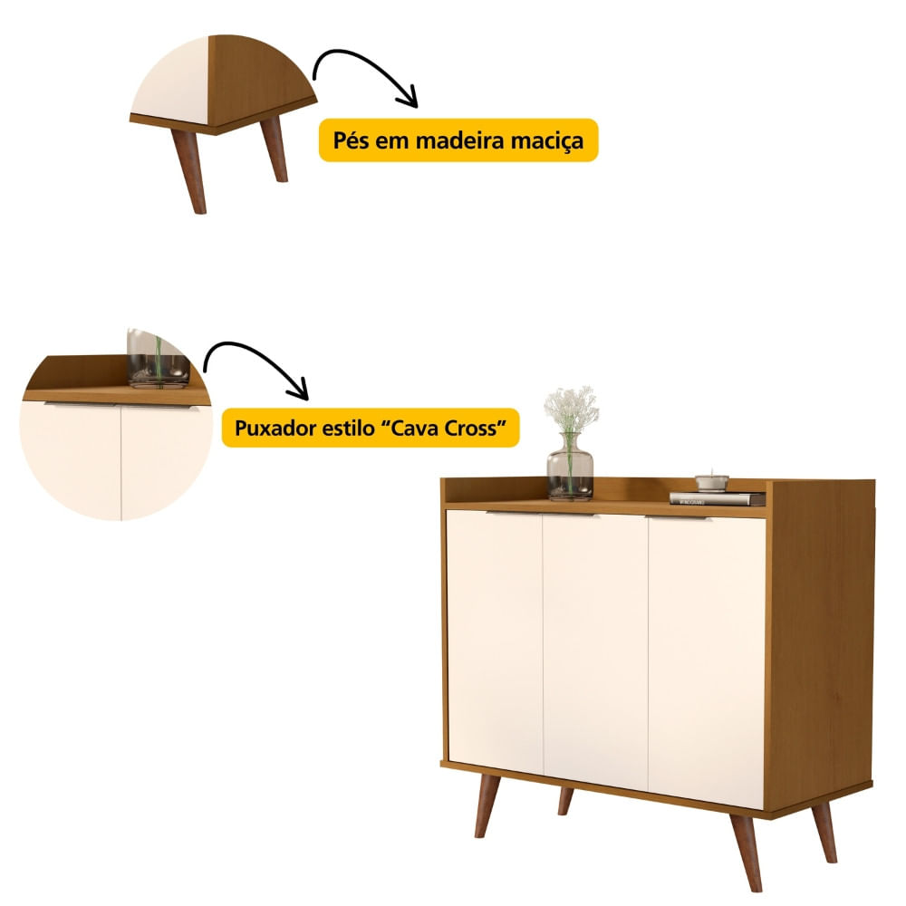 Aparador Buffet 3 Portas Com Pés Jb 4112 Jb Móveis - Carrefour