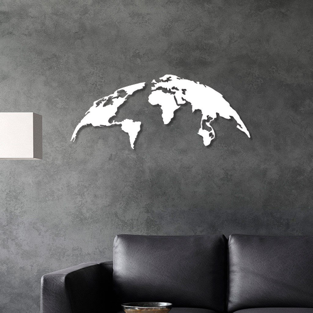 Escultura de Parede em MDF Mapa Mundi Em Meia Lua Branco - 120cm x 50cm ... Escultura de Parede em MDF Mapa Mundi Em Meia Lua Branco - 120cm x 50cm ...