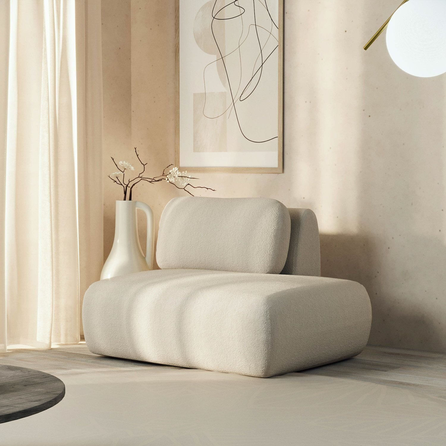 Sofá Modular Sumiê 80cm Direito Orla Cabecasa Madeiraoriginals Bege ...