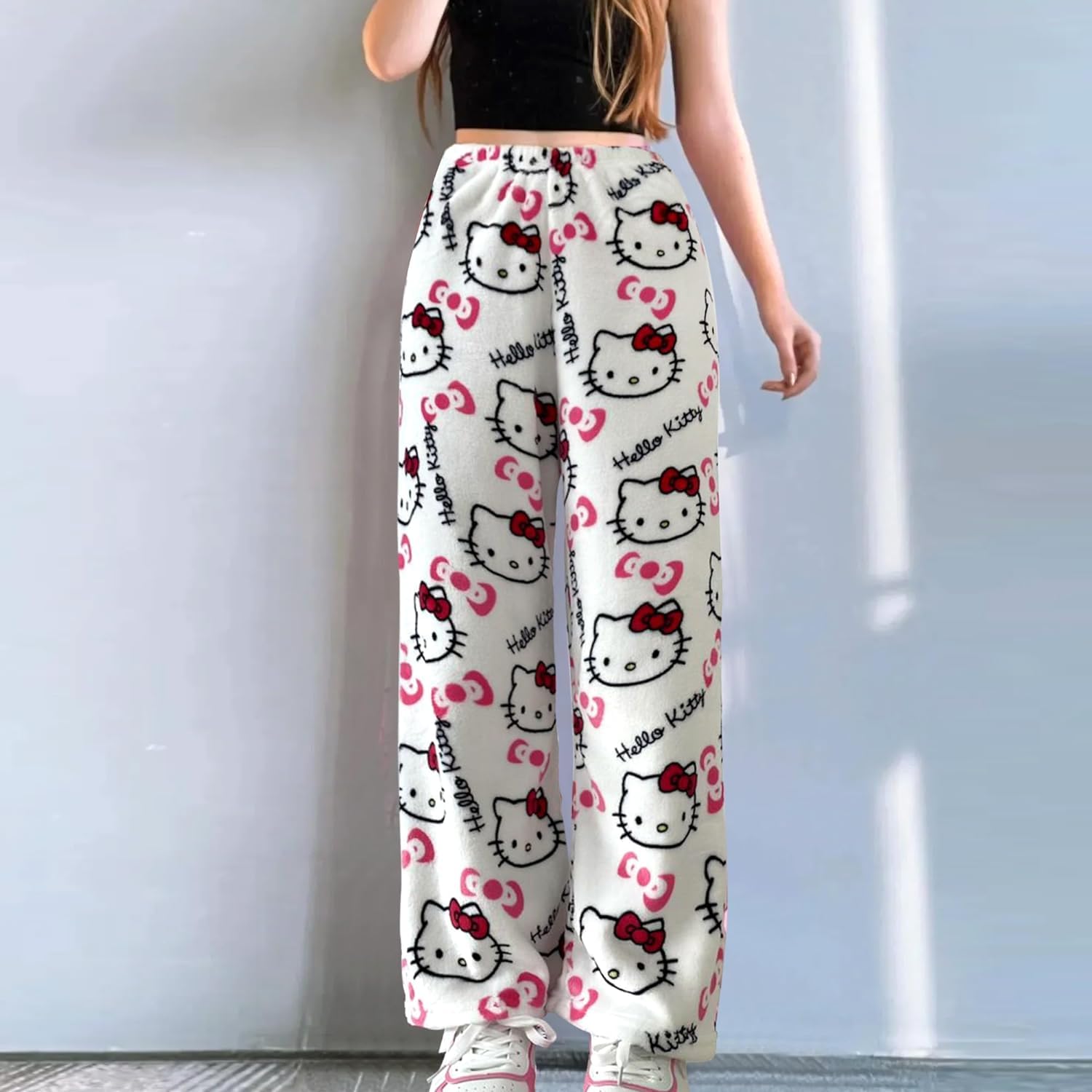 Calças De Pijama Kunsecsh Anime Cartoon Flannel Para Mulheres/meninas ...
