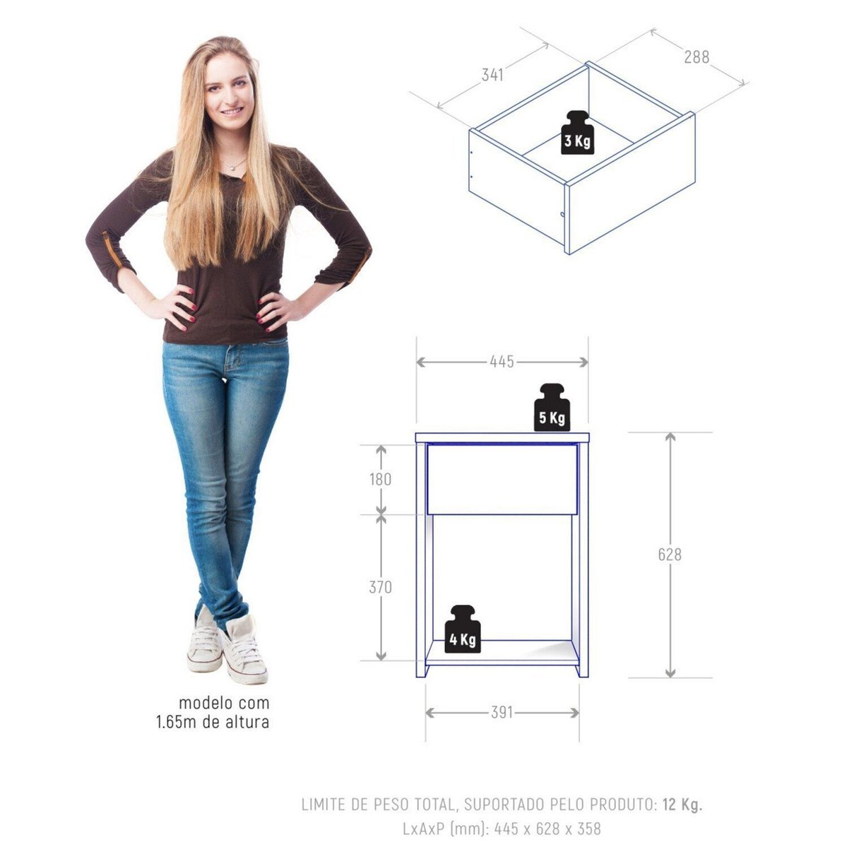 Aparador De Cabeceira 1 Gaveta Triunfo Jacarandá - Carrefour
