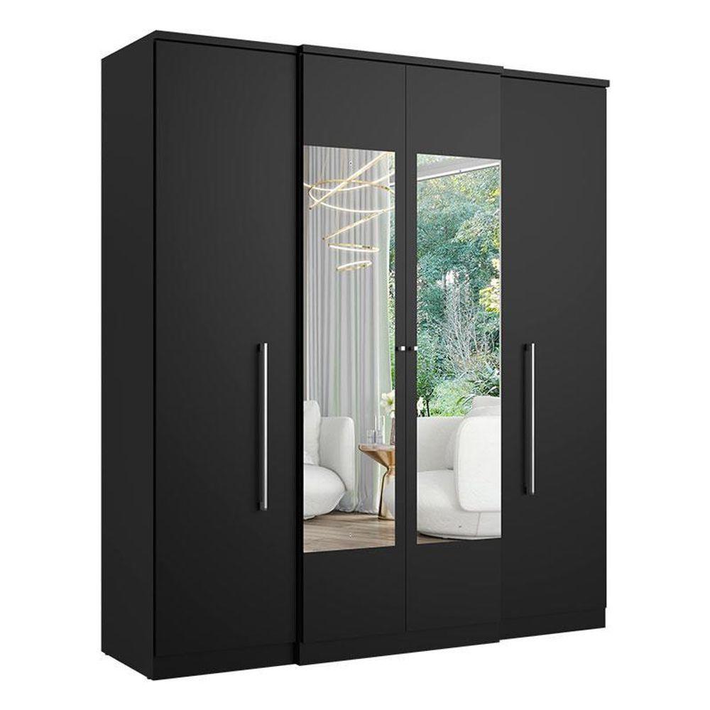 Guarda Roupa Casal Splendore Glass 4 Portas Preto Acetinado - Thb ...