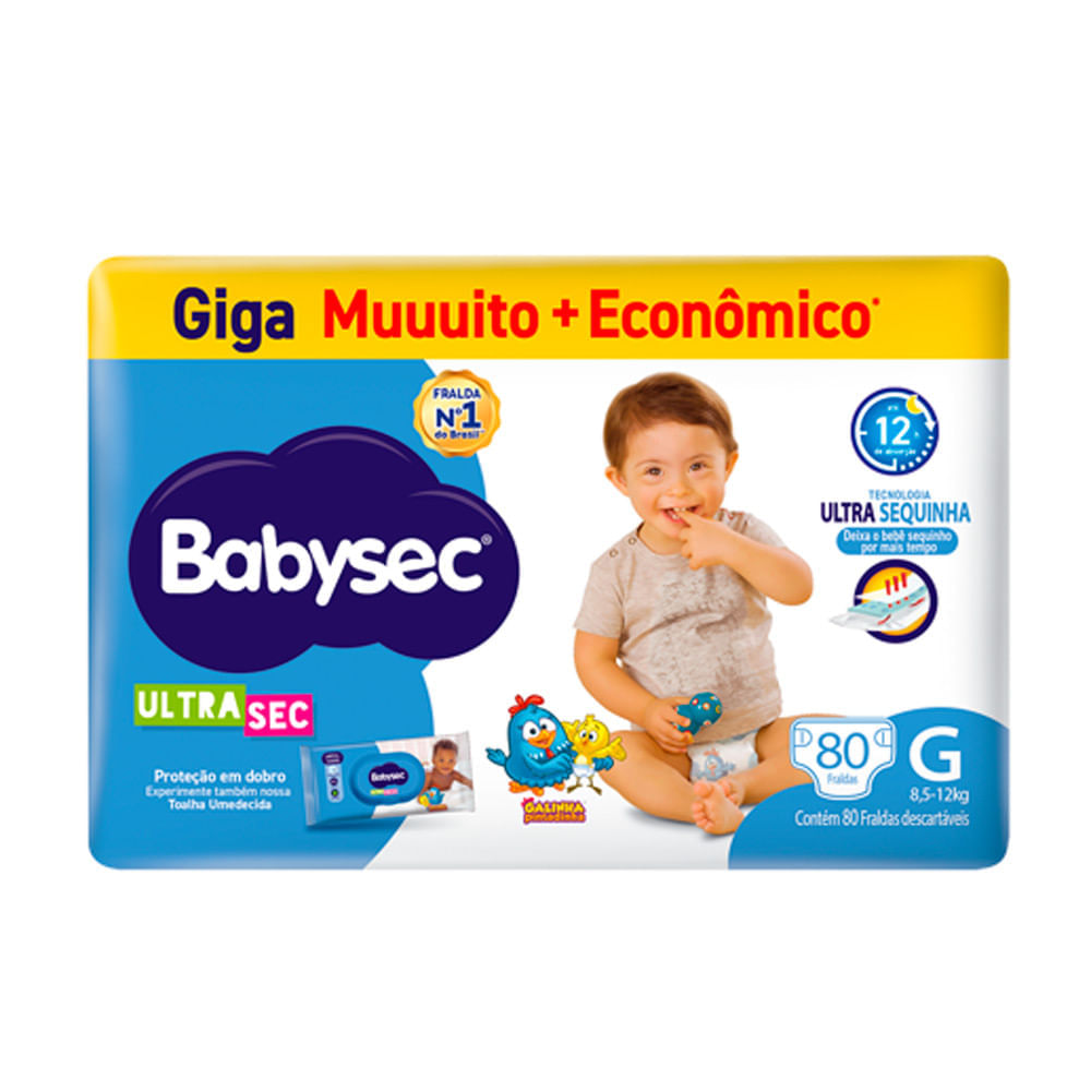 Fralda Babysec Ultrasec Giga Tamanho G 80 Unidades Descartáveis - Carrefour