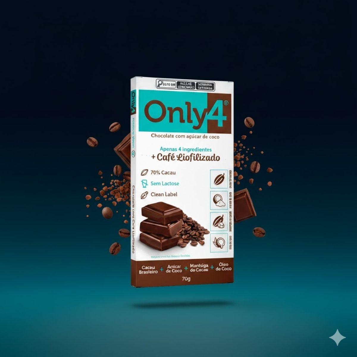 Kit 6 Chocolate Vegano 70% Cacau Café 70g Zero Açucar Only4 - Carrefour