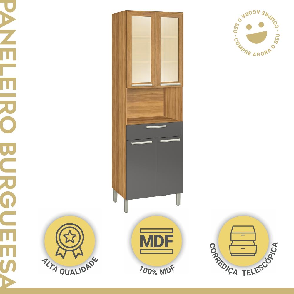 Paneleiro Para Forno Portas De Vidro Burguesa Freijó/grafite Nesher ...