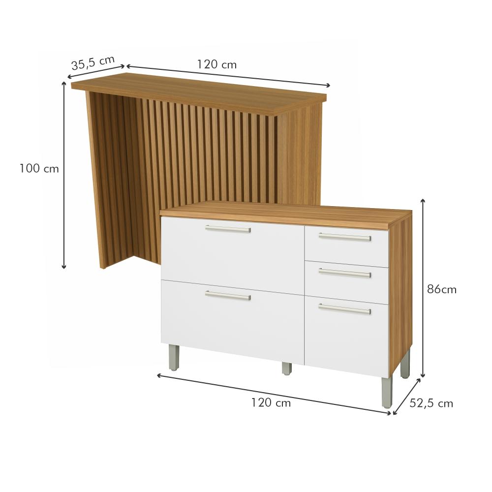 Cozinha 6 Peças Gourmet 100% Mdf Freijó/branco Burguesa Nesher - Carrefour