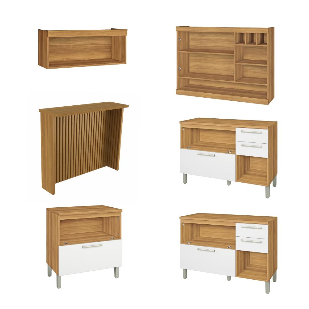 Cozinha 6 Peças Gourmet 100% Mdf Freijó/branco Burguesa Nesher - Carrefour