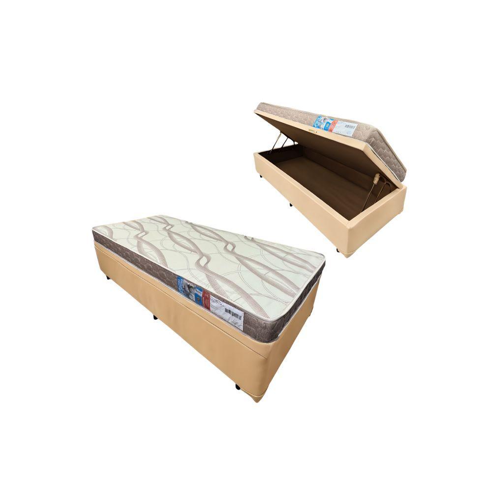 Cama Box Baú Solteiro Sintético + Colchão Cali Espuma D23 Toraflex ...