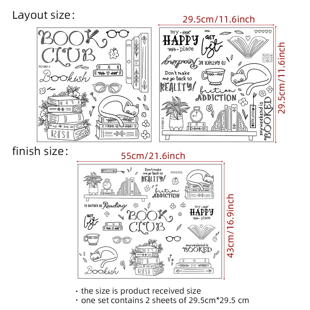 Adesivos De Parede Book Club Inspirational Reading Citations Pvc ...