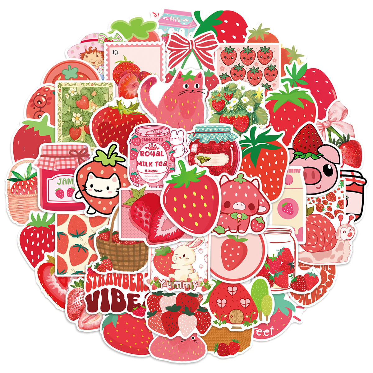 Pacote De Adesivos Cartoon Strawberry, 50 Unidades De Vinil Impermeável ...