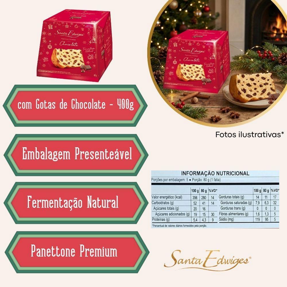 5 Panetone Premium Com Gotas De Chocolate 400g Santa Edwiges - Carrefour