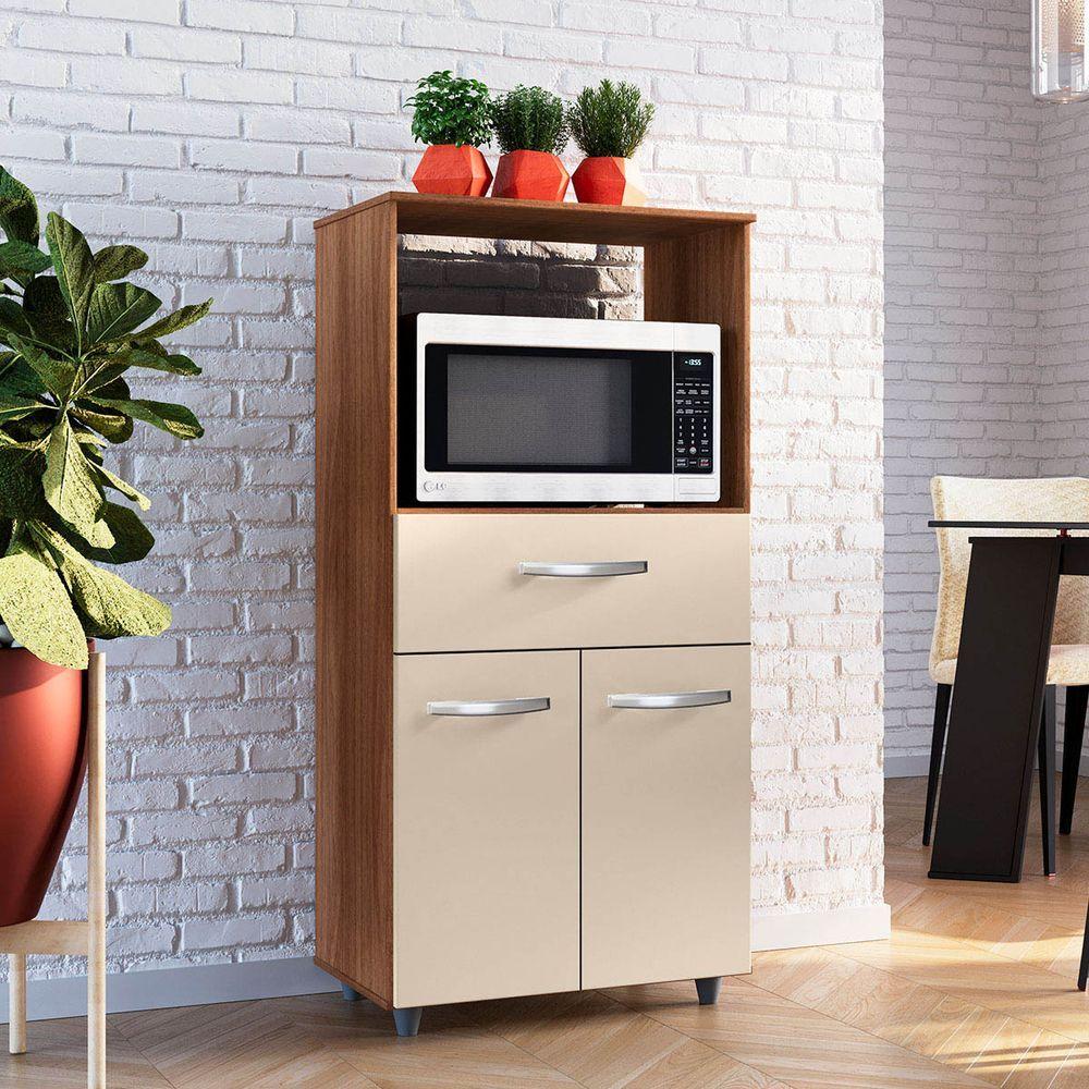 Armário Multiuso Luni 2 Portas 1 Gaveta Cozinha Mb1 Cor Savana Off ...