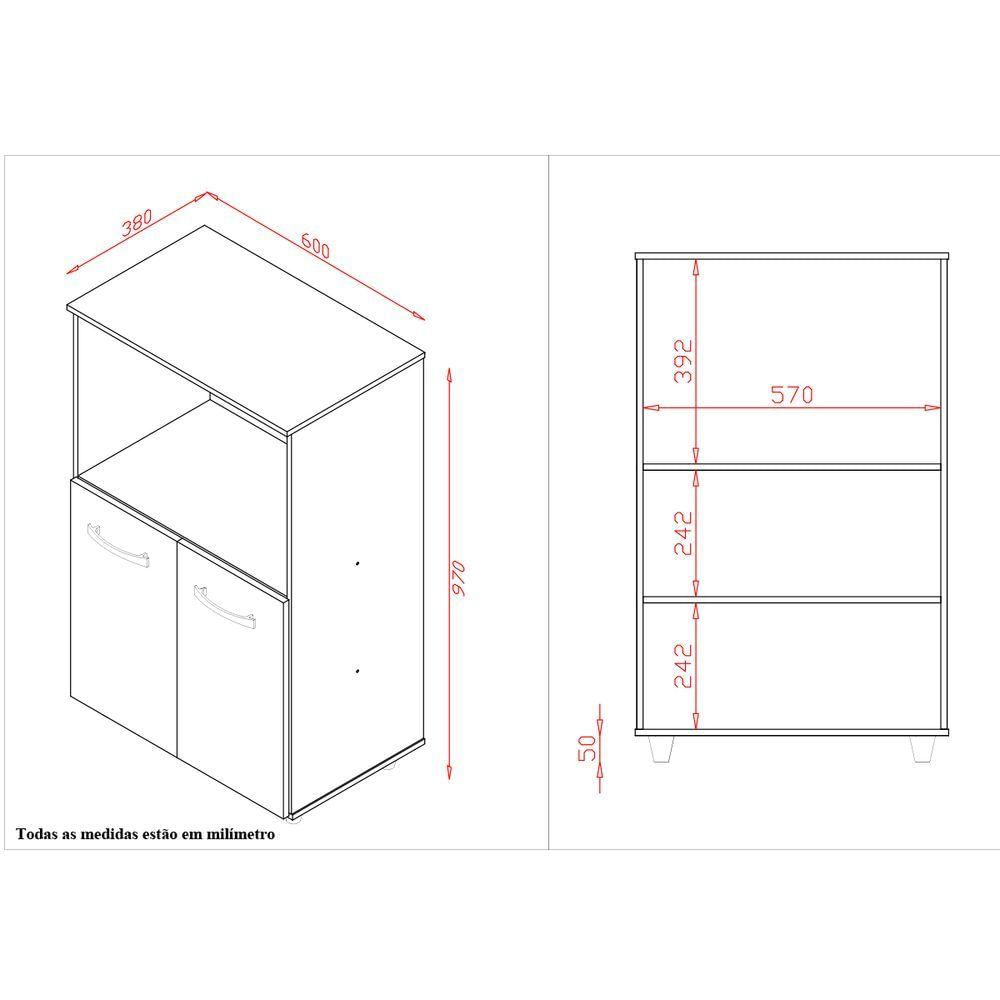 Armário Multiuso Nésia 2 Portas Cozinha Mb1 Cor Savana Preto Pc - Carrefour