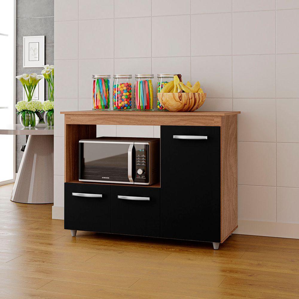 Armário Multiuso Bela 3 Portas Cozinha Mb1 Cor Savana Preto Pc - Carrefour