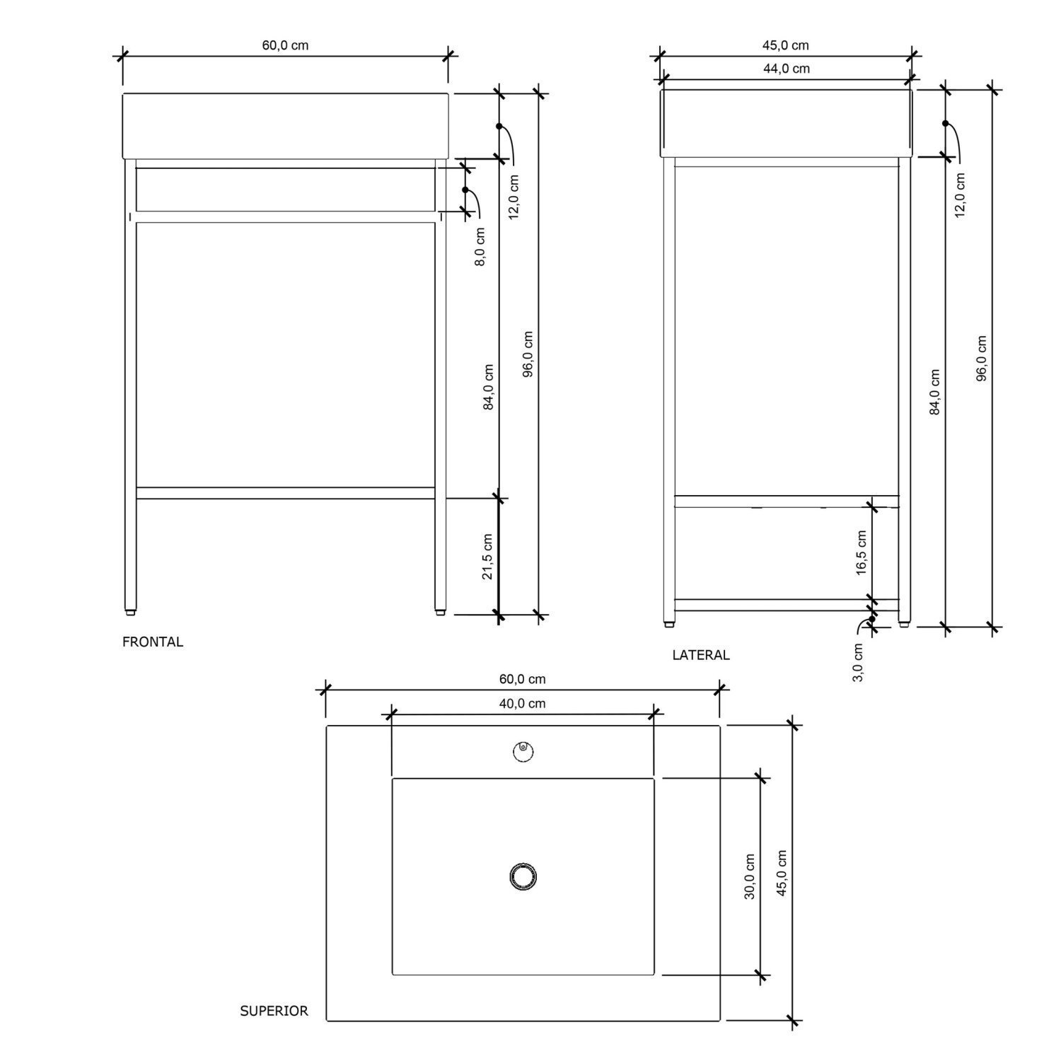 Gabinete Para Banheiro Com Cuba De Sobrepor 60x45cm Estilo Industrial ...