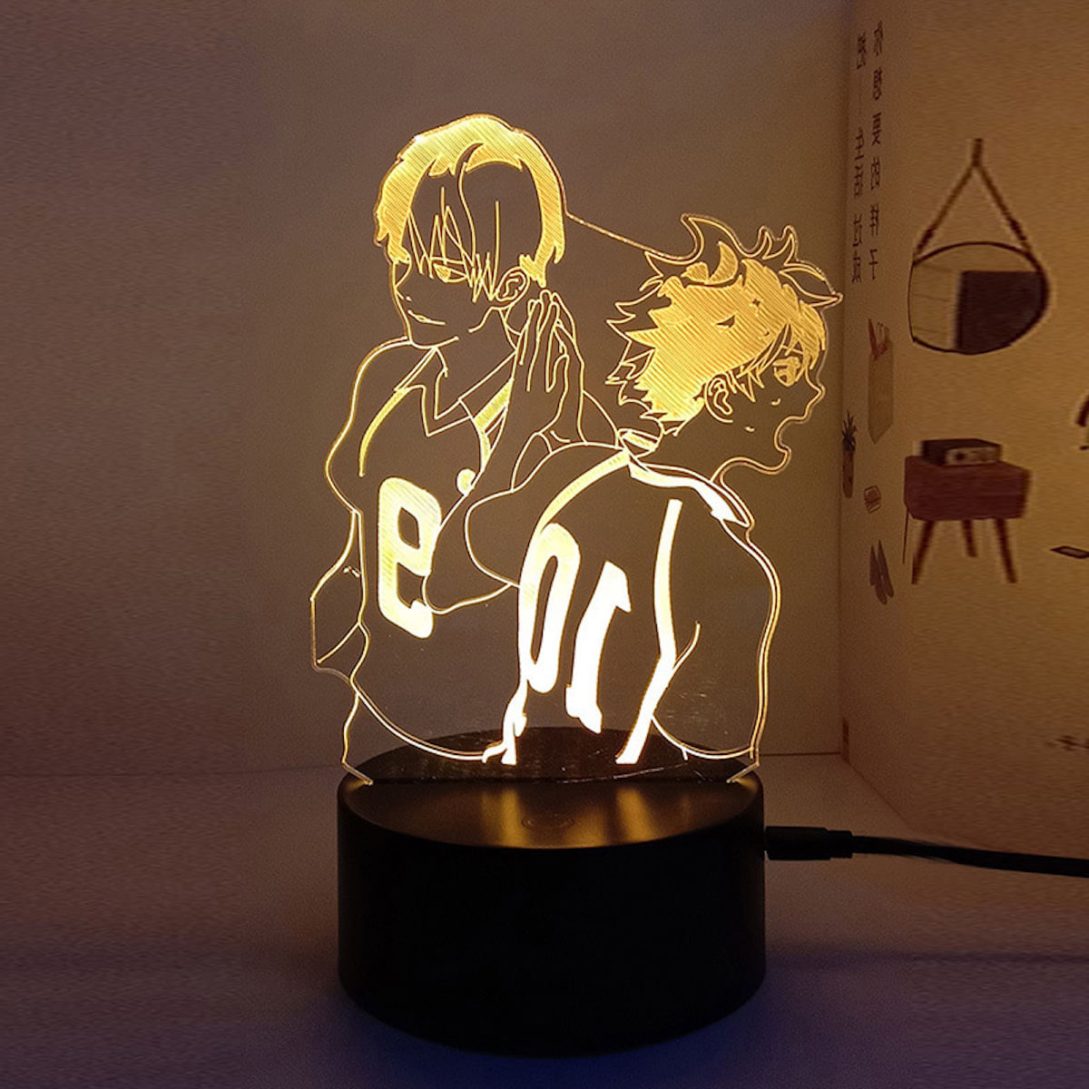Lâmpada De Decoração De Anime Night Light Haikyuus 3D Illusion Com Base ...