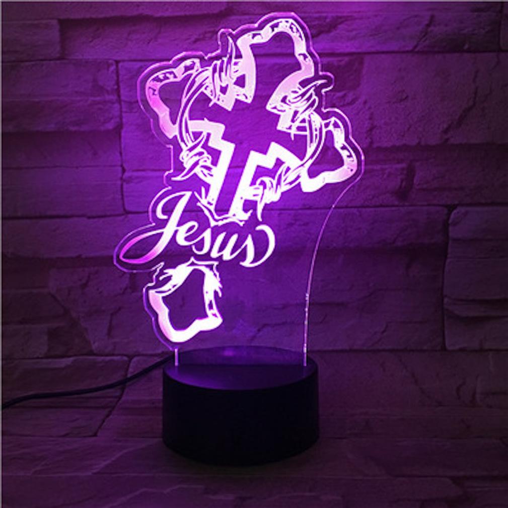 Lâmpada De Ilusão Led Night Light Cross 3d Com Mudança De Cor - Carrefour