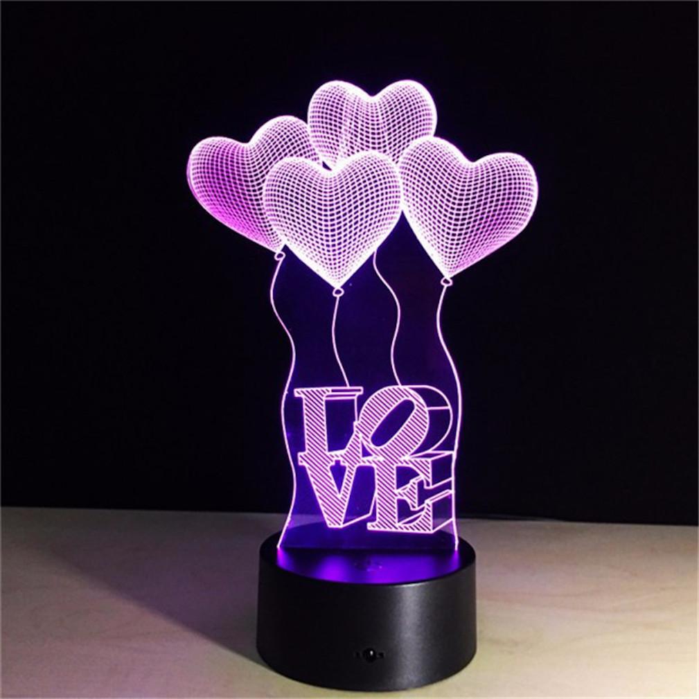 Lâmpada De Ilusão Led 3d Night Light Four Love Balloons - Carrefour
