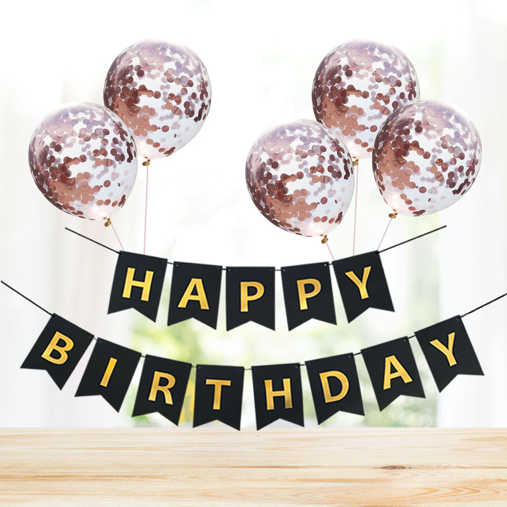 Conjunto De Balões De Feliz Aniversário, Balões De Confete De Látex X5 ...
