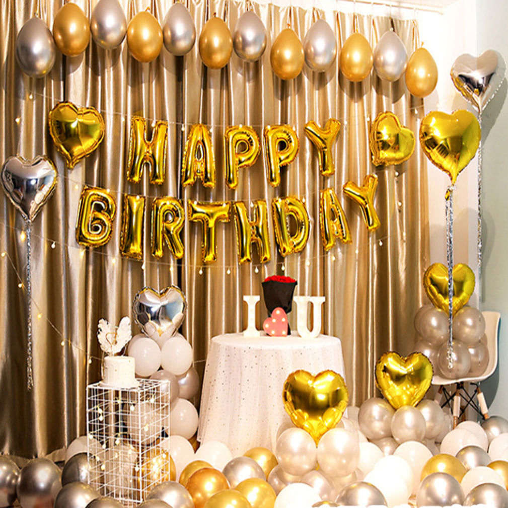Kit Balloon Arch, Feliz Aniversário, 99 Unidades Com Banner Em Folha ...