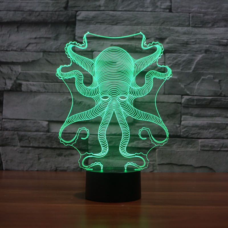 Led Night Light Octopus 3d Que Muda De Cor Para Crianças Com Base ...