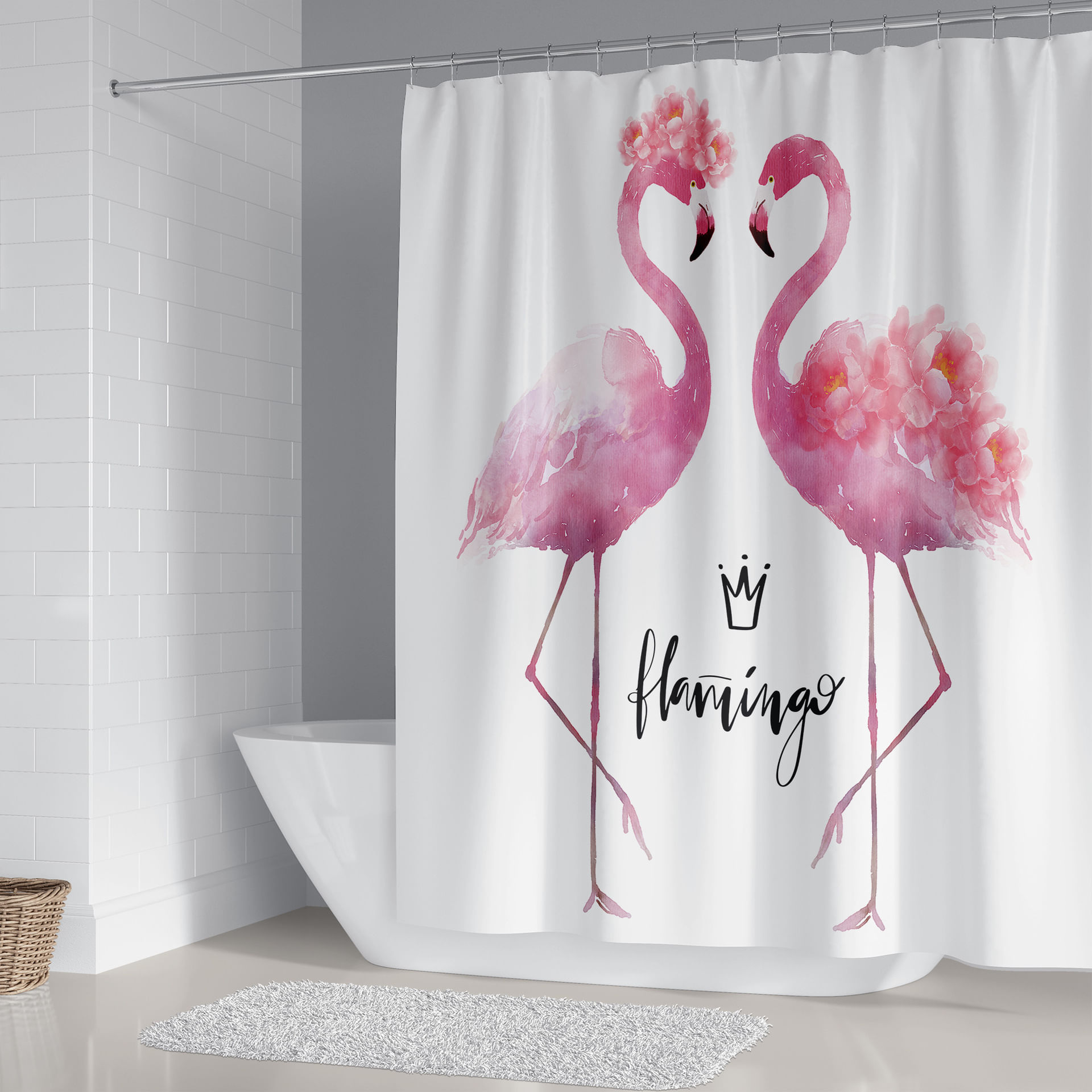 Conjunto De Banheiro, Cortina De Chuveiro Flamingo, 4 Peças De ...