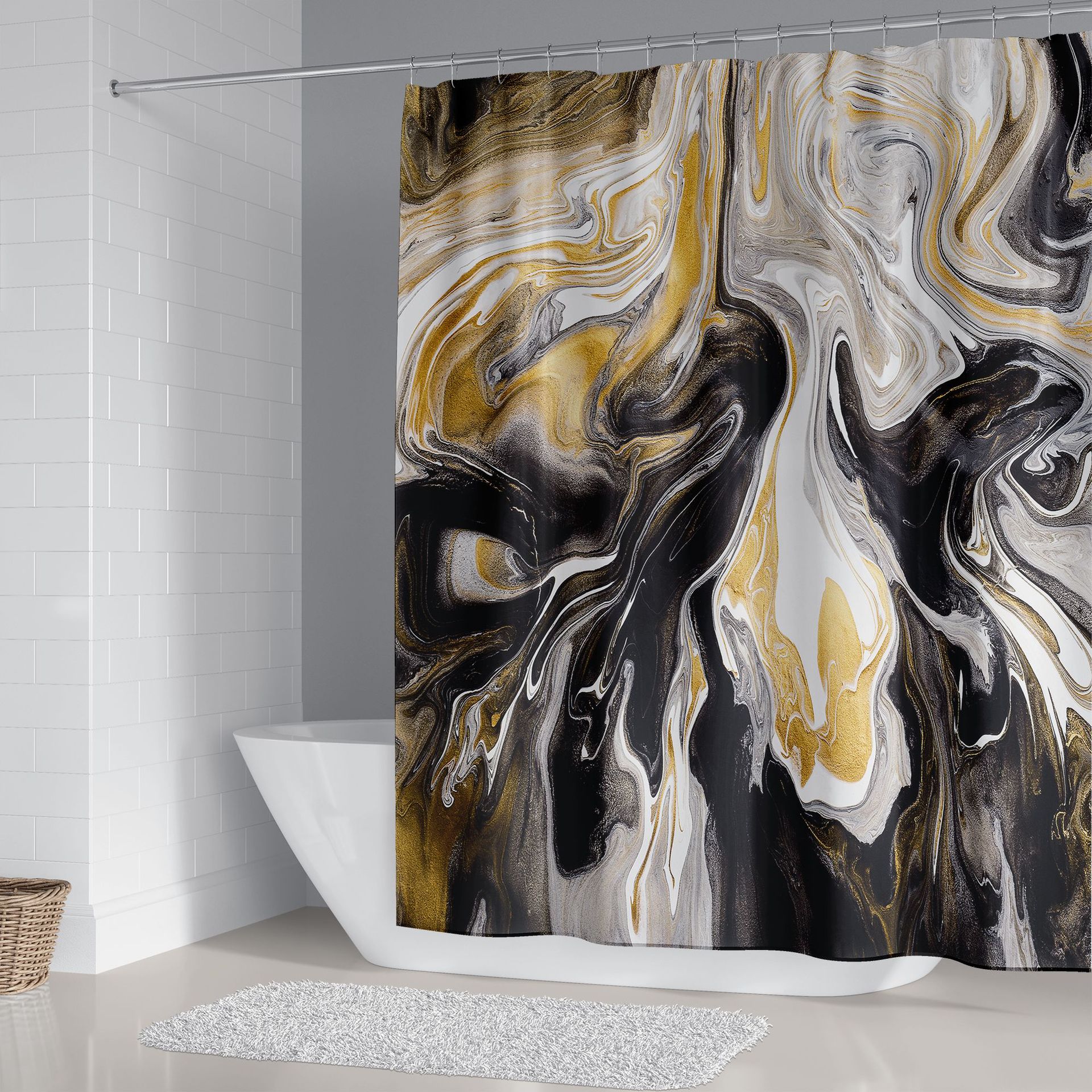 Conjunto De Decoração De Banheiro, Cortina De Chuveiro, Mármore, Tinta ...
