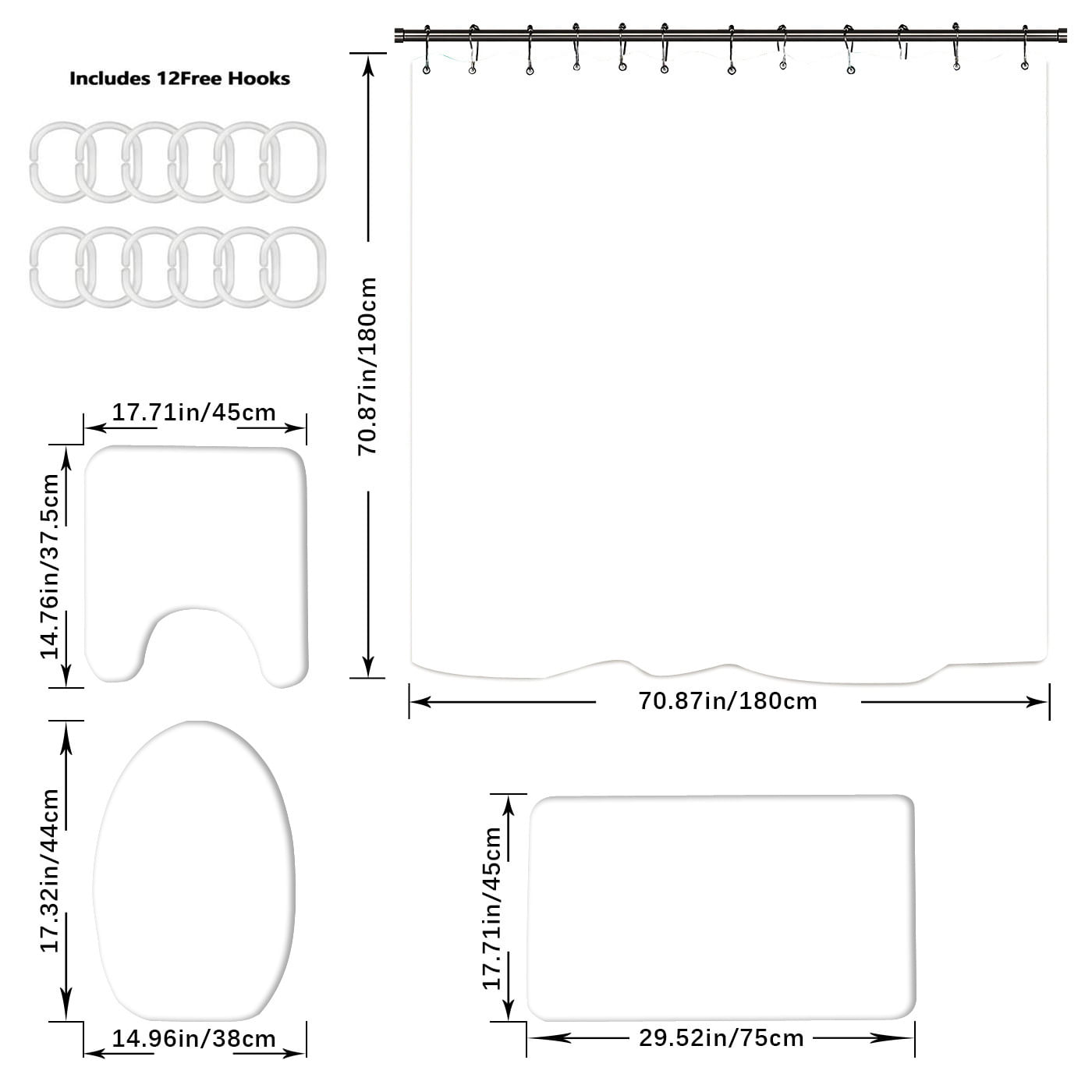 Conjunto De Banheiro: Cortina De Chuveiro Impermeável De Mármore ...