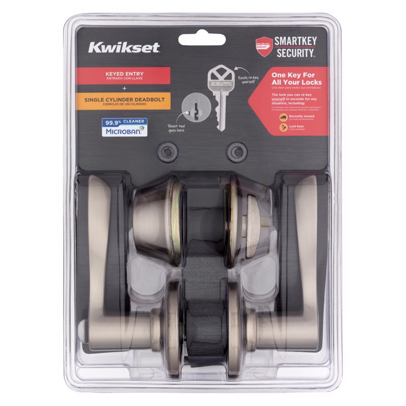Fechadura De Porta Kwikset Smartkey Security Satin Nickel Lever - Carrefour